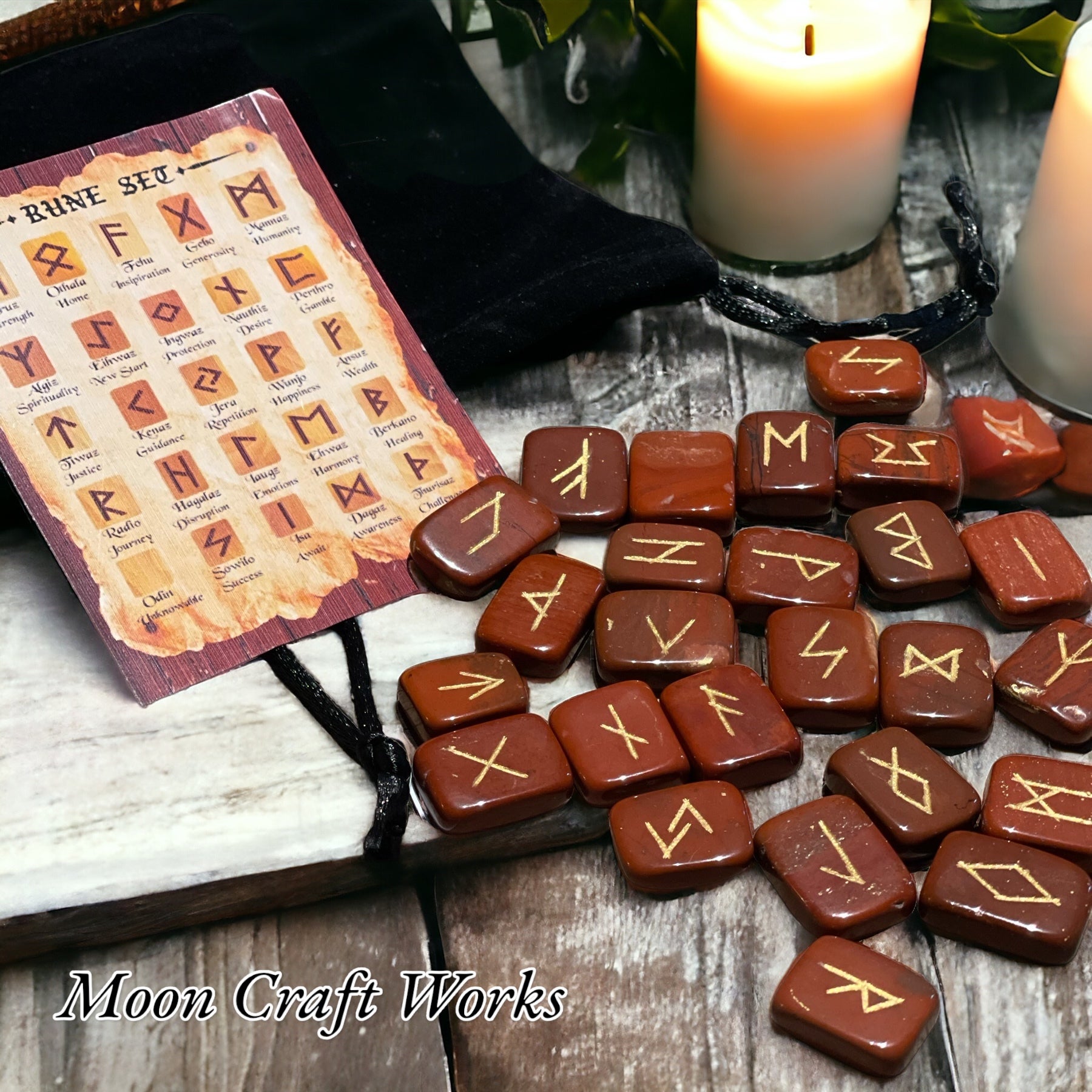 Red Jasper Crystal Rune Set(Grounding and Strength) | Moon Craft Works